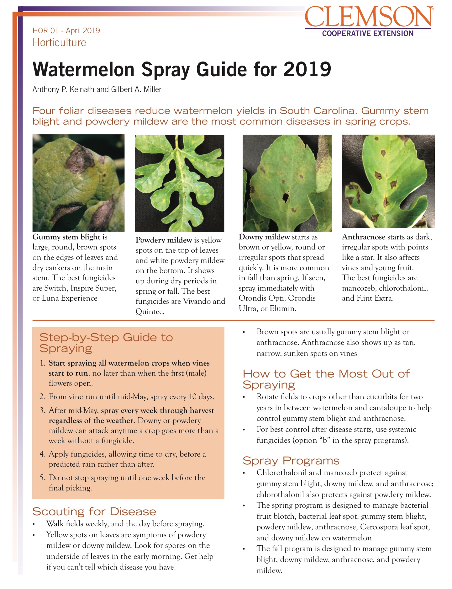 2019 Watermelon Spray Guide – The South Carolina Grower